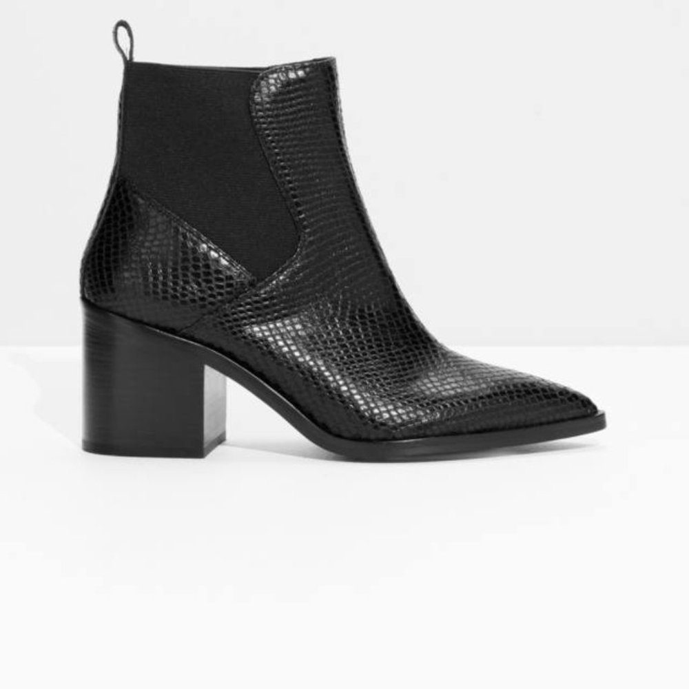 & Other Stories Python Embossed Leather Boots - Gem